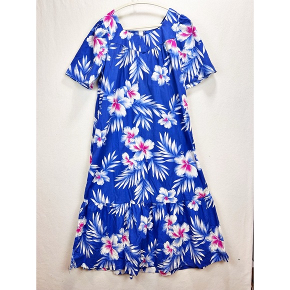 Vintage | Dresses | Vintage Hawaiian Mumu Size Xl Long Floral Royal ...